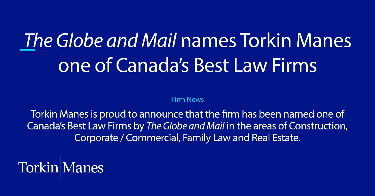 The Globe and Mail names Torkin Manes one of Canada's Best Law Firms