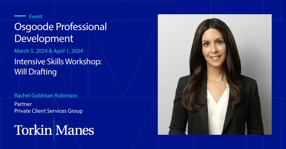 Rachel Goldman Robinson added to Will Drafting Workshop faculty